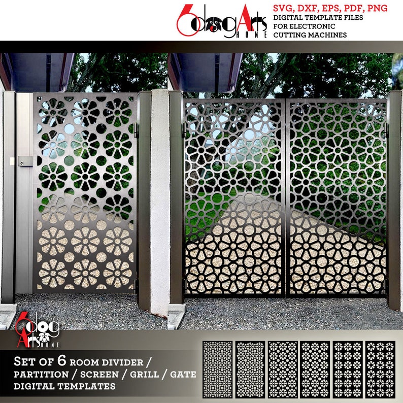 6 Gate / Partition SVG / DXF Bundle Digital Template Files Download for ...