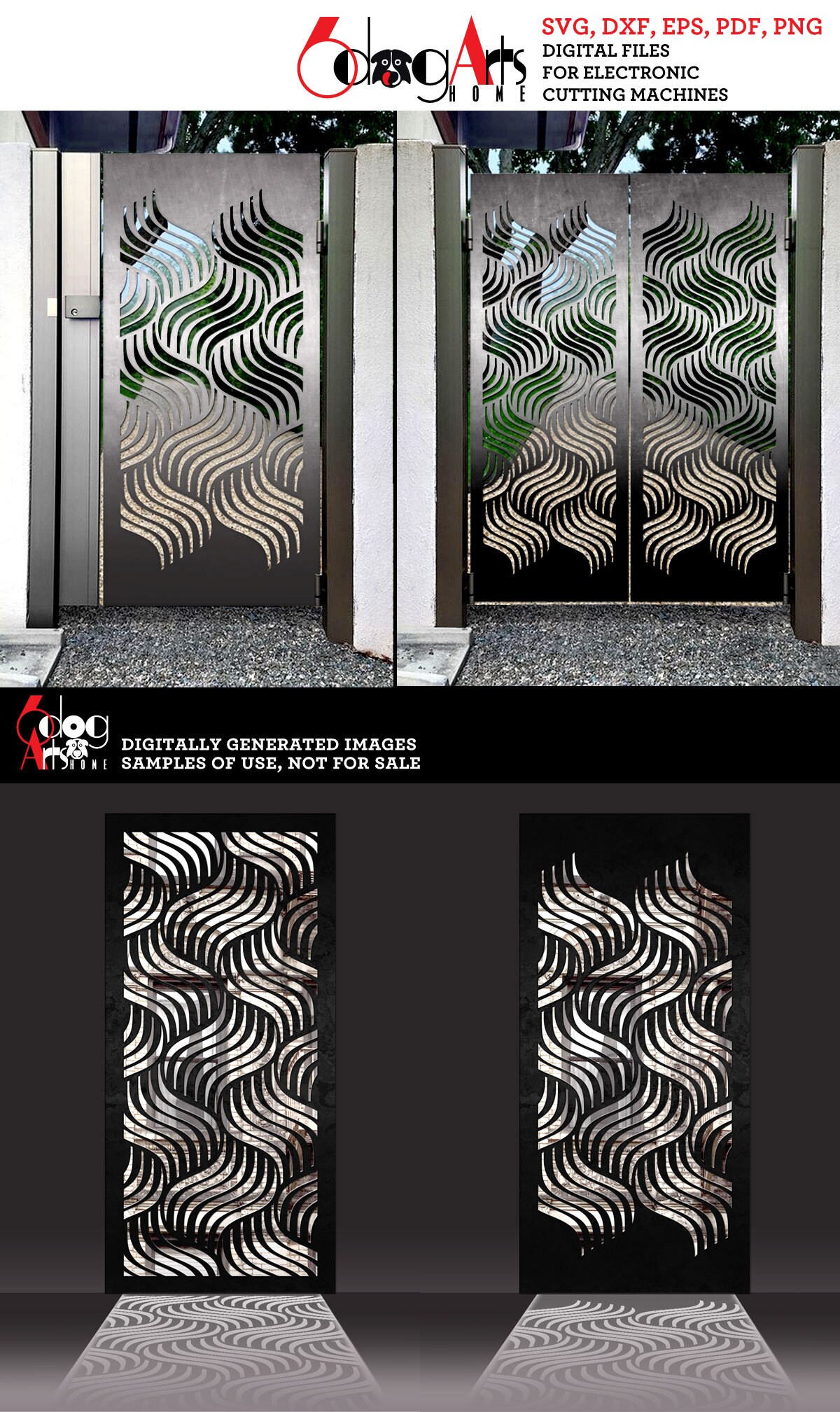 8 Wavy Gate Grill Partition Templates Digital Svg Dxf Files - Etsy