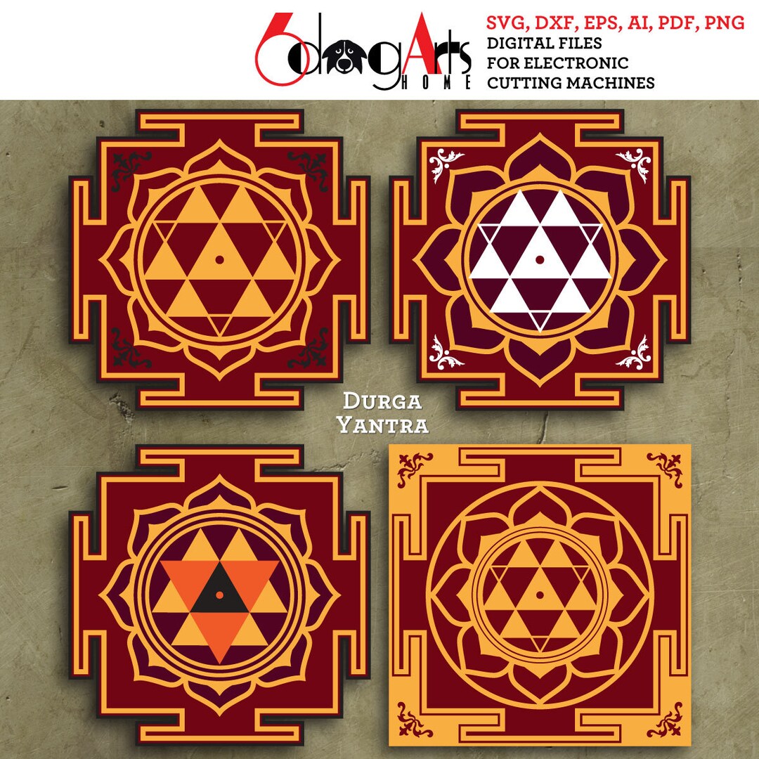4 Durga Yantra Hinduism Sacred Geometry Wall Decor - Etsy