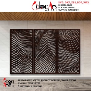 3 Perforated Waves Wall Decor Room Divider Partition Privacy Screen ...