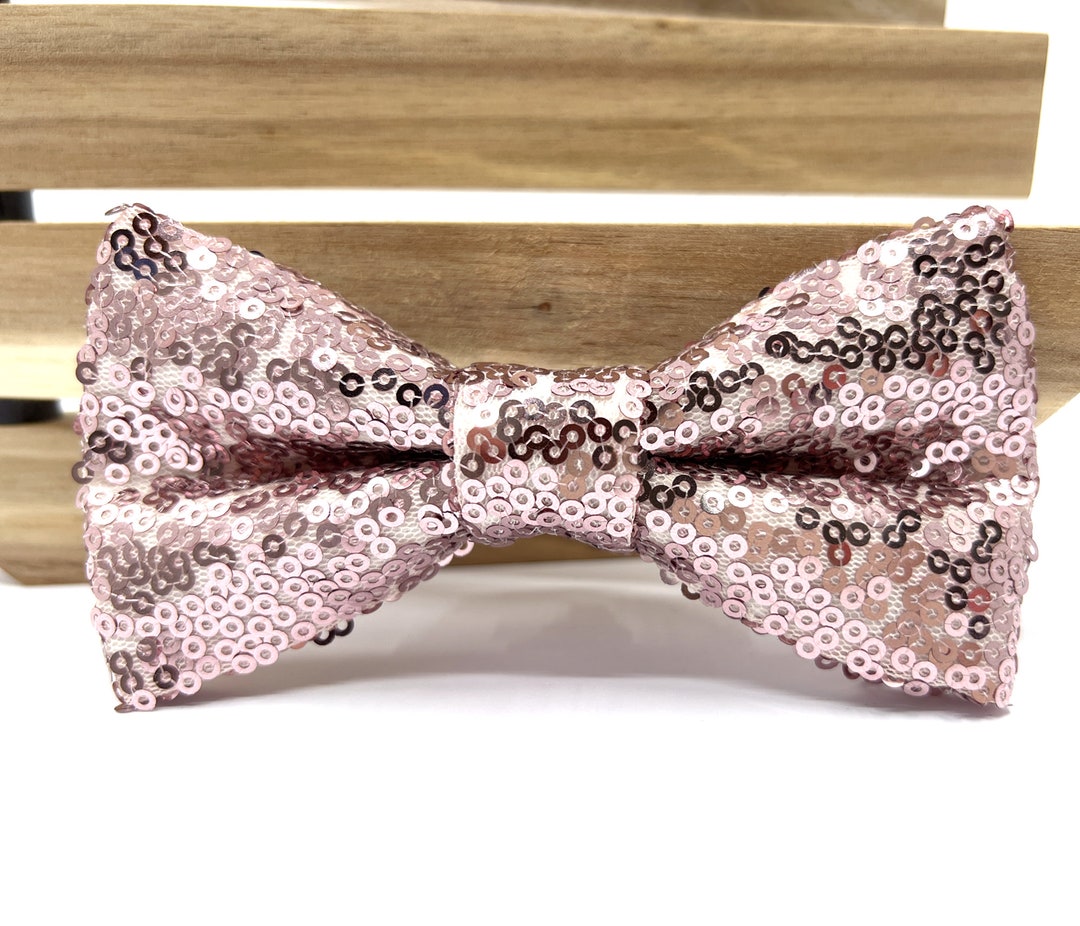Rose Pink Bow Tie, Sequin Bow Tie, Wedding Bow Tie, Groom Bow Tie, Ring Bearer, Bow Tie for Men ...