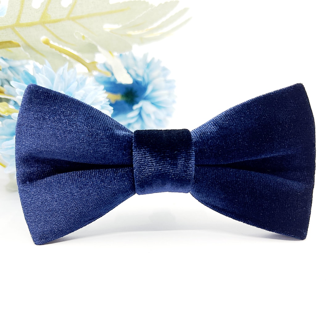 Navy Blue Velvet Bow Tie, Velvet Bow Tie, Wedding Bow Tie, Groom Bow ...