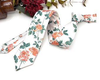 Blush Peach Watercolor Floral Bow Tie- Peach Floral Necktie- Pocket ...