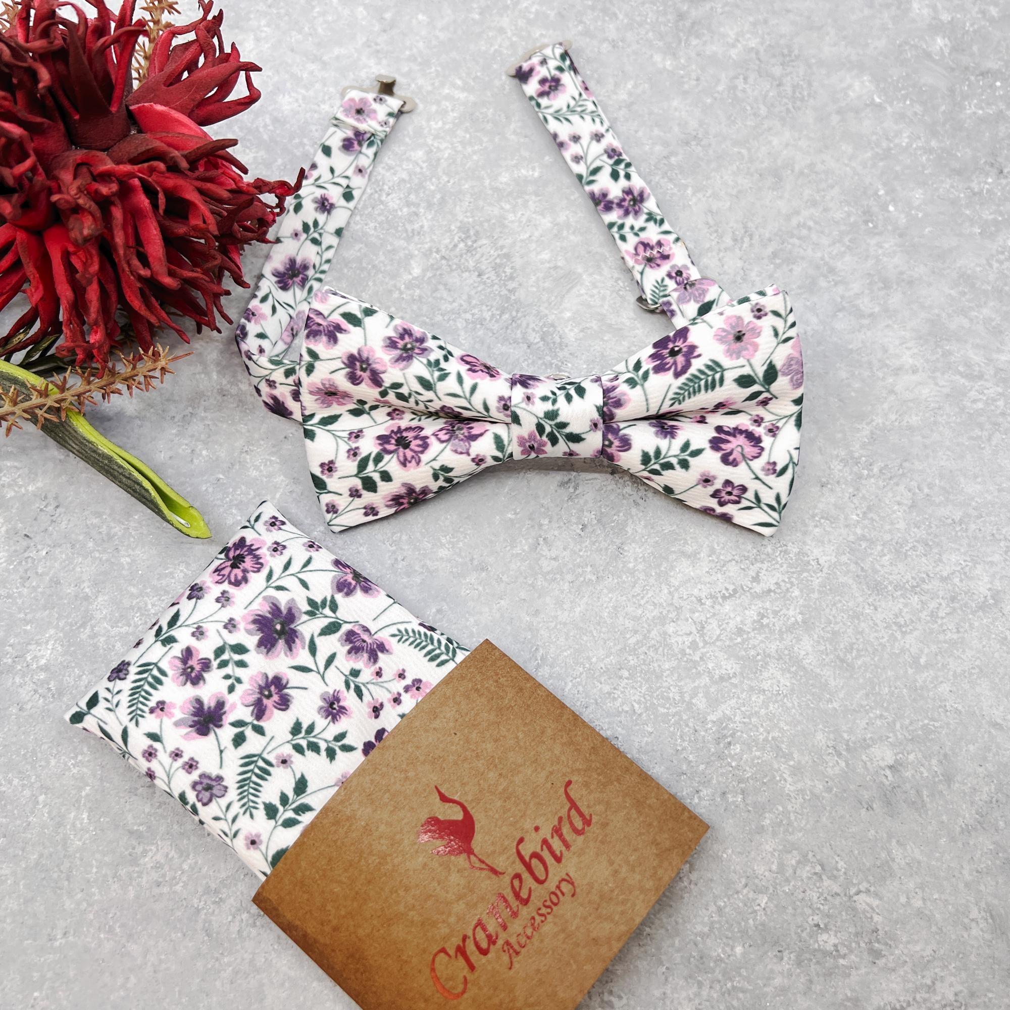 Dusty Lavender and Muted Lilac Floral Bow Tie, Pastel Botanical Wedding ...