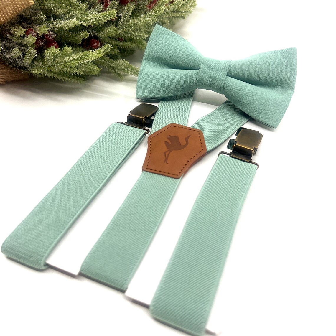 Dusty Sage Green Suspenders Set Sage Green Bow Tie Wedding - Etsy