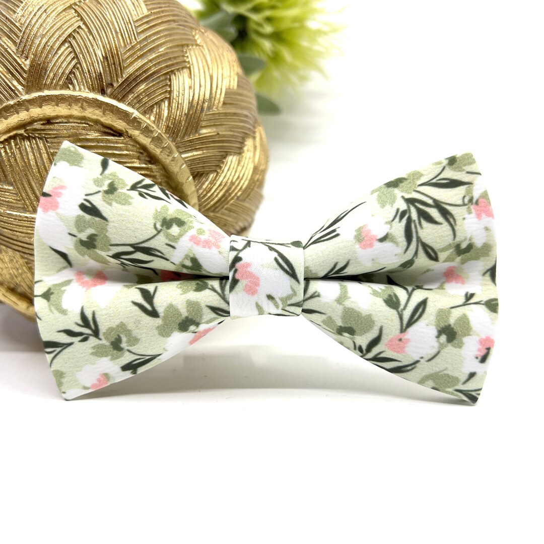 Sage Green Bow Tie, Floral Bow Tie, Groom Bow Tie, Groomsmen Bow Tie ...