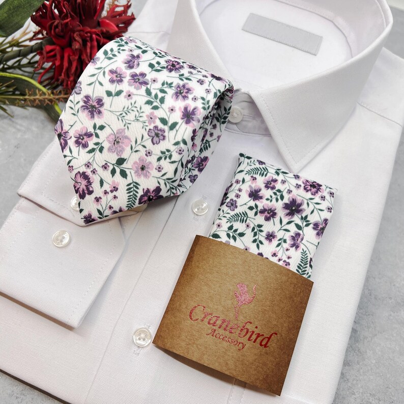 Dusty Lavender and Muted Lilac Floral Slim Necktie, Pastel Botanical ...