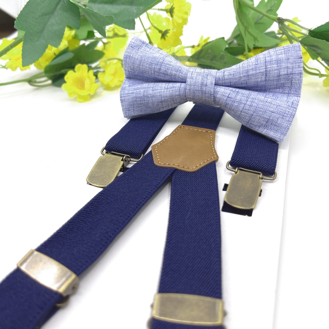Navy Blue Suspenders Set, Groomsman Suspenders, Wedding Suspenders ...
