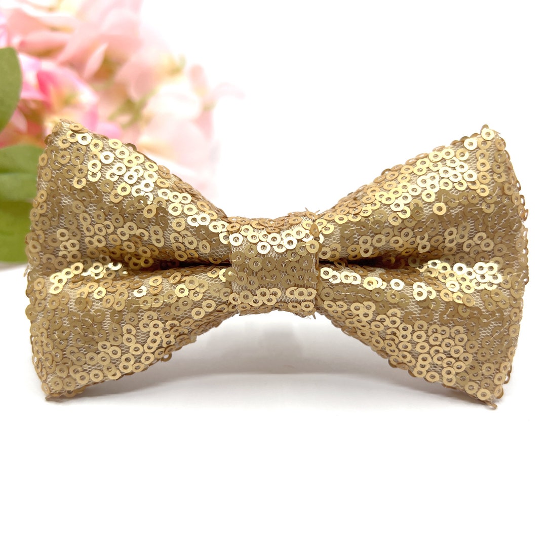 Gold Sequin Bowtie, Gold Bow Tie, Wedding Bow Tie, Groom Bow Tie, Ring Bearer, Bow Tie for Men ...