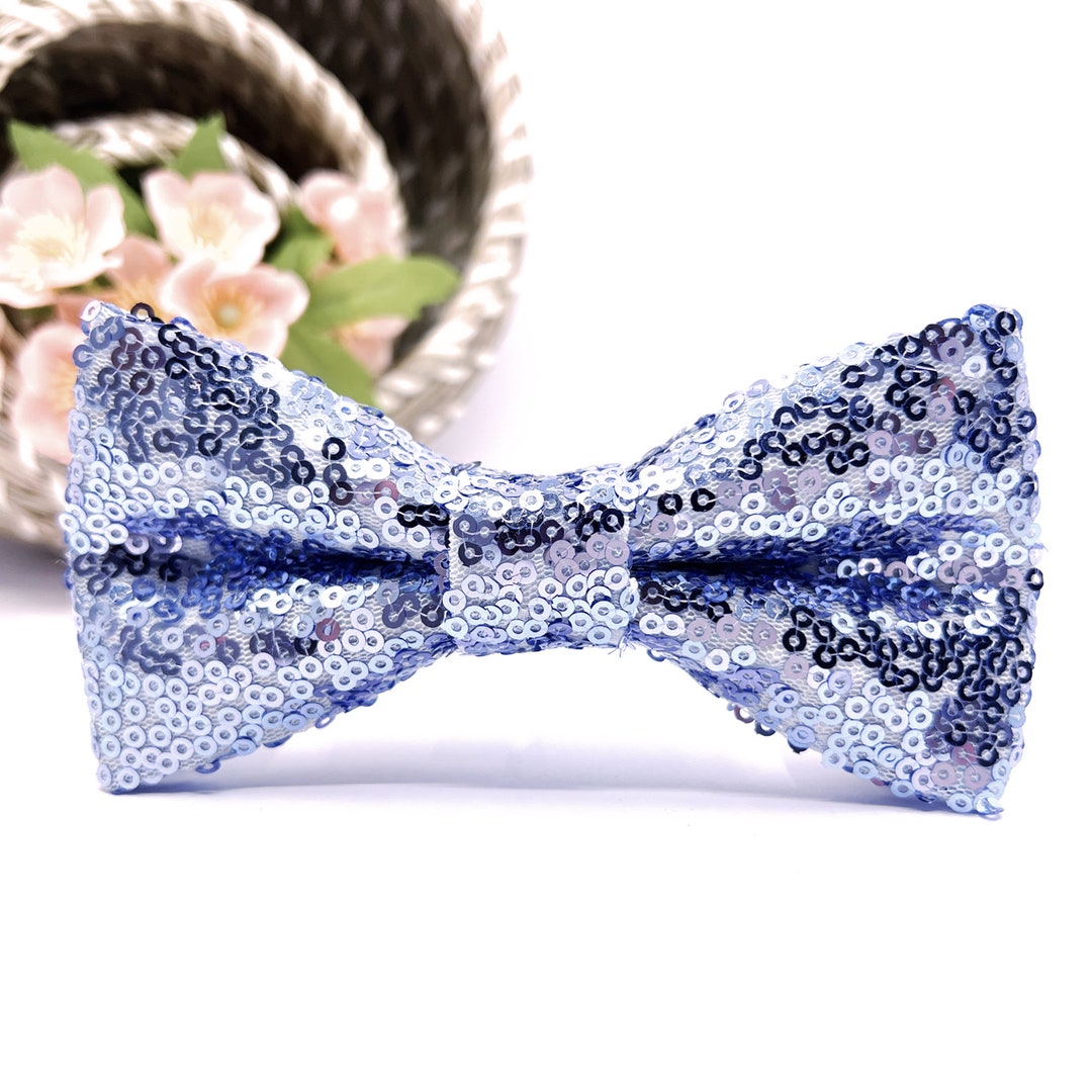 Pale Blue Color Bow Tie, Sequin Bow Tie, Wedding Bow Tie, Groom Bow Tie ...
