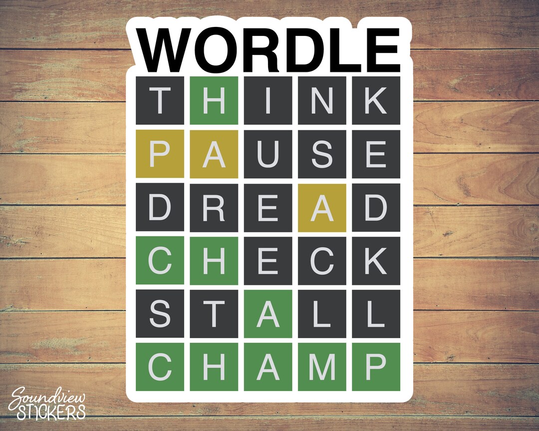 Wordle CHAMP Sticker Think Pause Dread Check Stall Sticker for Laptop ...