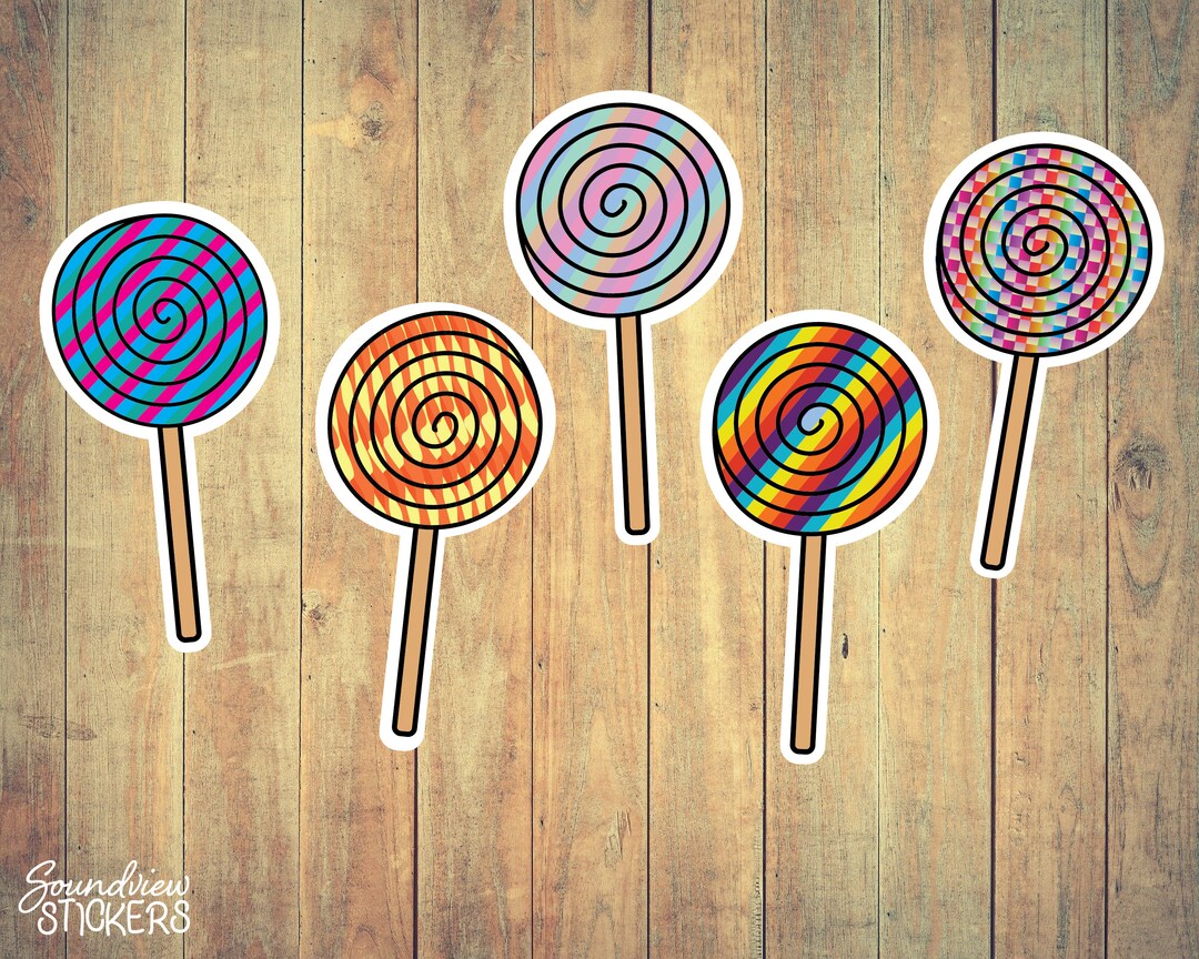 Spiral Lollipop Candy Stickers Sugar Candy Various Lollipops Sticker ...