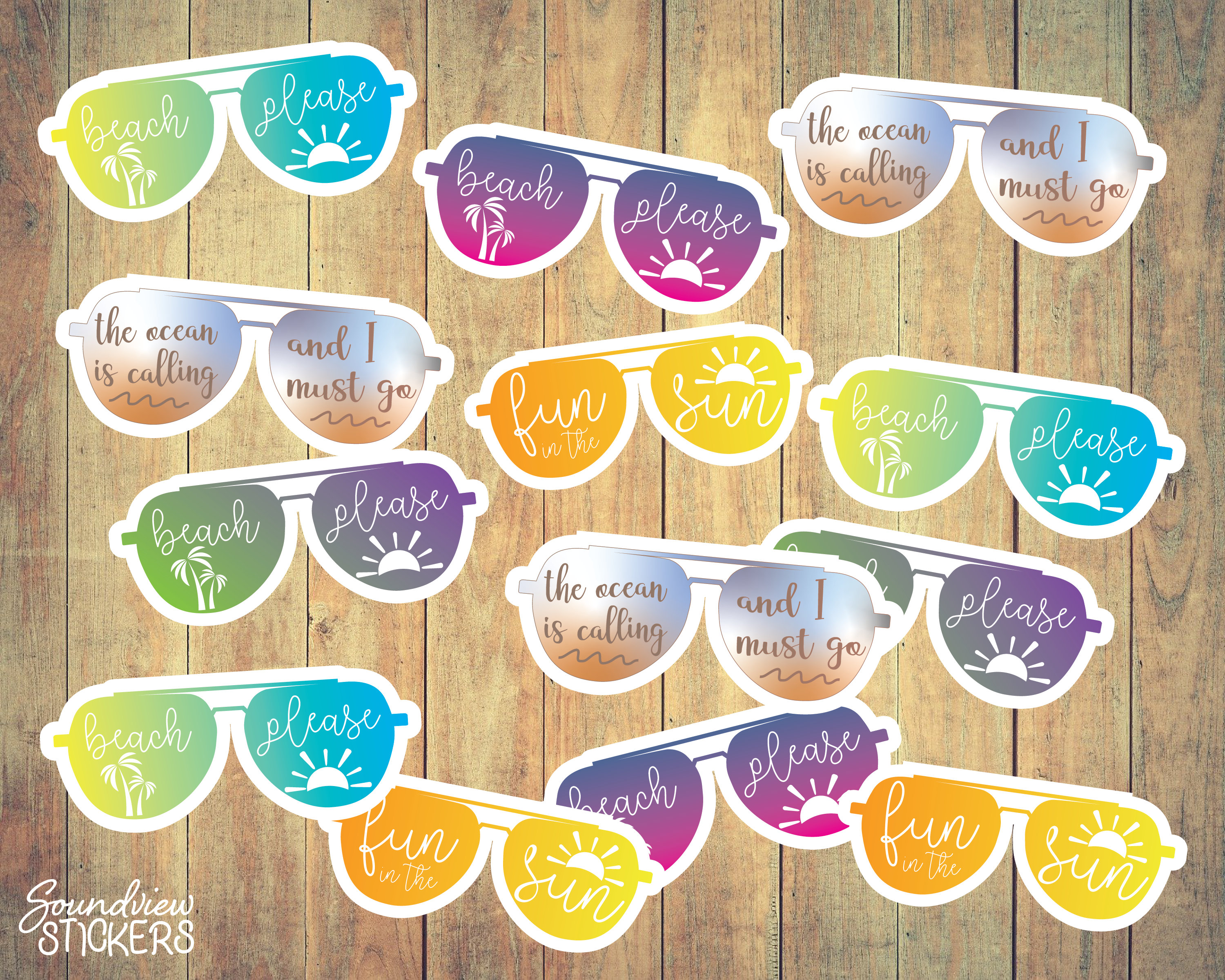 Summer Sunglasses Stickers Beach Ocean Fun in the Sun - Etsy