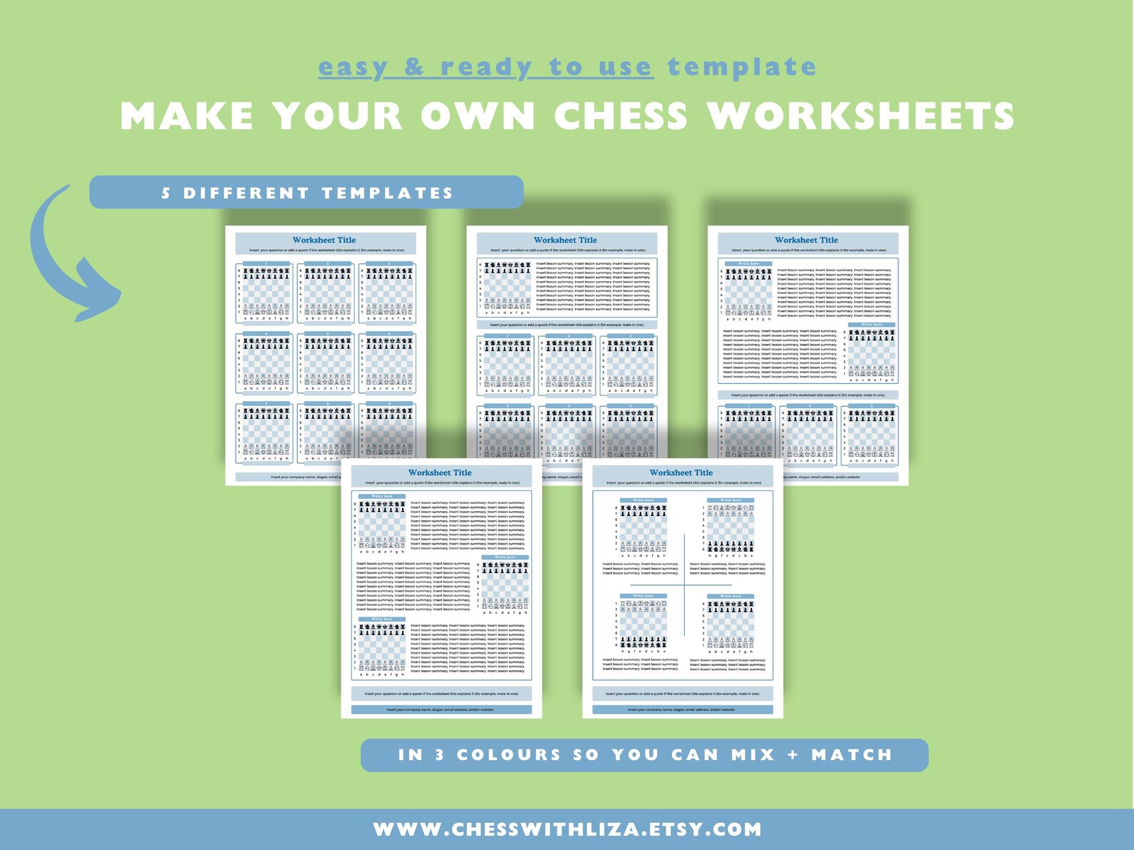 Make Your Own Chess Worksheets | Easy-to-edit Canva Template ...