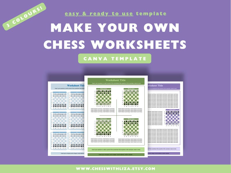 Make Your Own Chess Worksheets | Easy-to-edit Canva Template ...