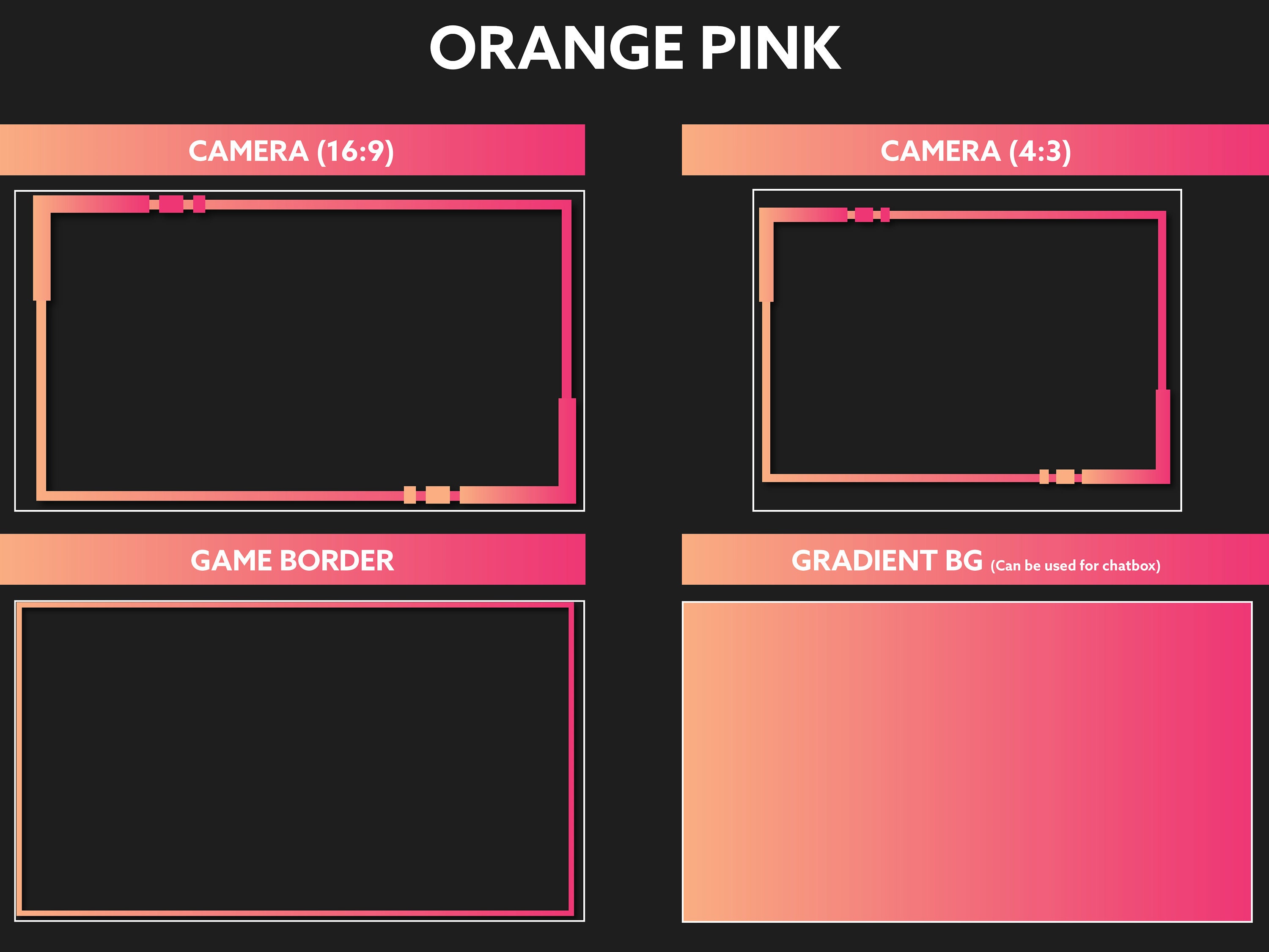 Twitch / Youtube / Facebook Gradient Camera & Borders Package - Etsy