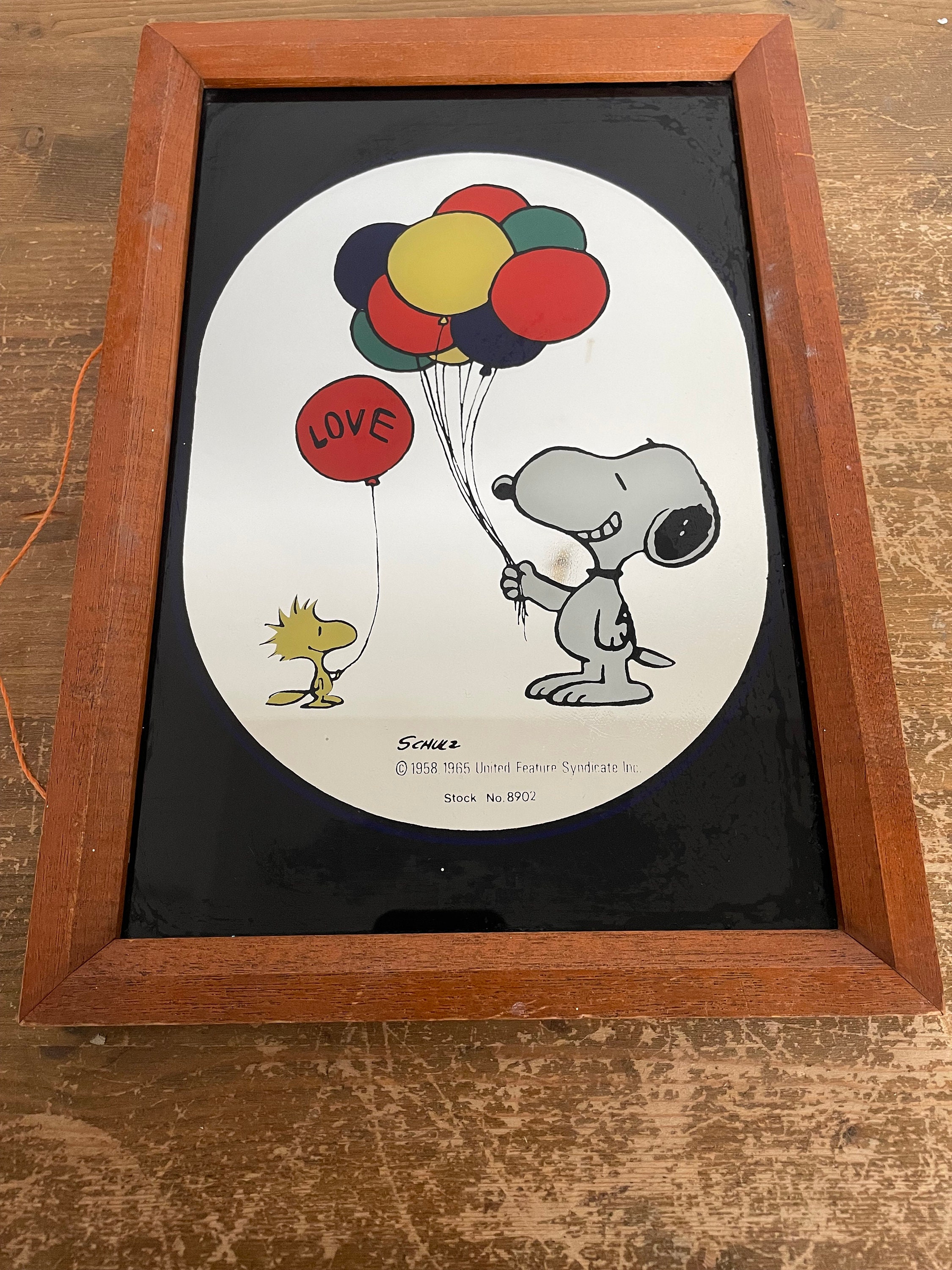 Peanuts Snoopy & Woodstock Love Balloons Vintage Mirror Framed - Etsy