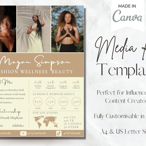 Influencer Rate Card I Canva Template I Influencer Kit I 1 - Etsy