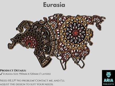 Mandala Effect Continents – World Map Bundle (8 Layer / 7 Layers ...