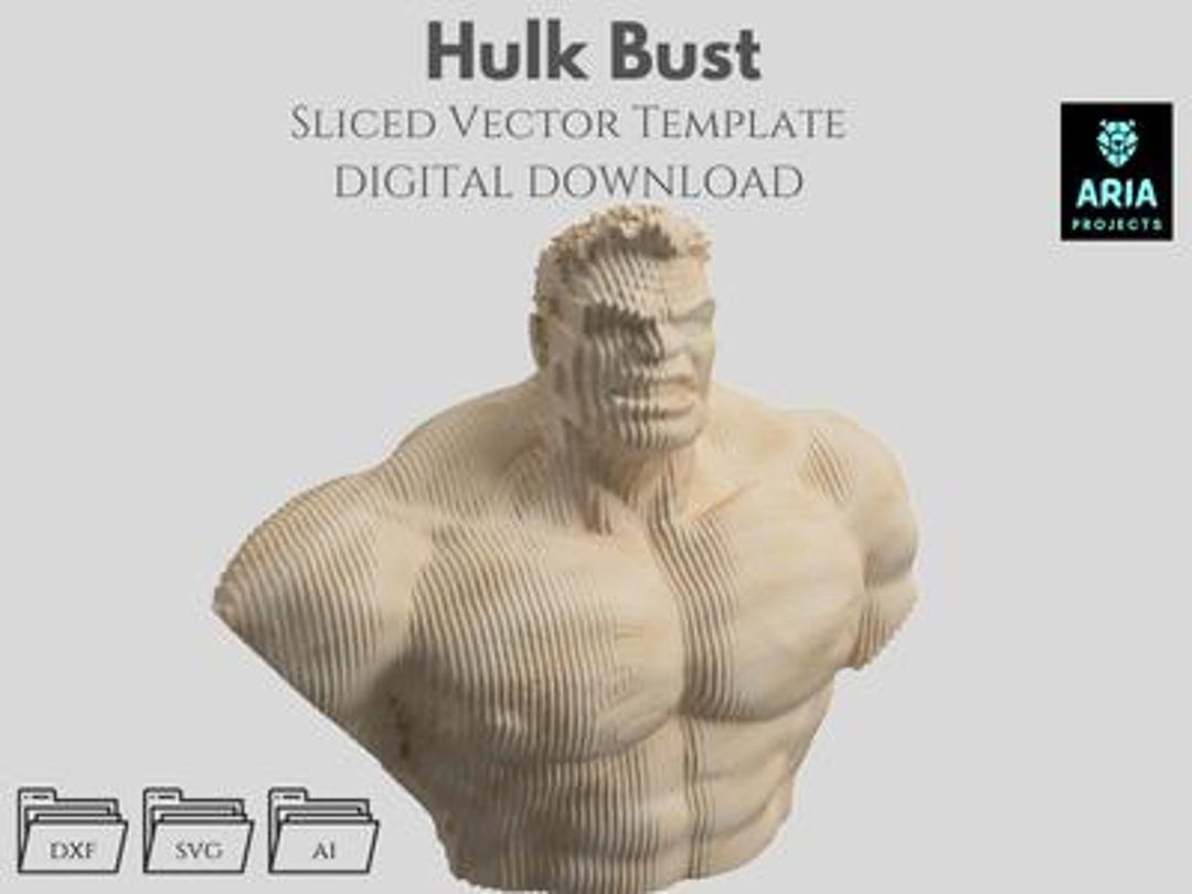 Hulk Bust – Sliced Vector Template, Parametric, Multilayer (DXF, SVG ...