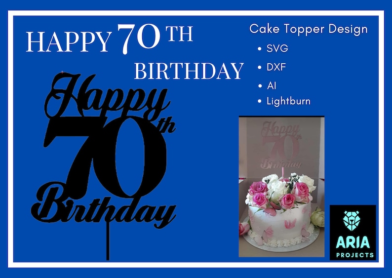 Happy 70th Birthday Cake Topper Design - SVG Download - Etsy