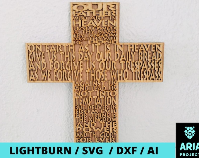 Catholic Lord's Prayer Our Father Circle With Cross - Laser Cut File ...
