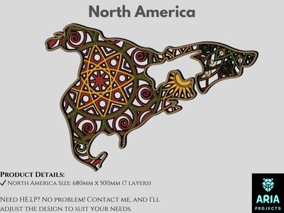 Mandala Effect Continents – World Map Bundle (8 Layer / 7 Layers ...