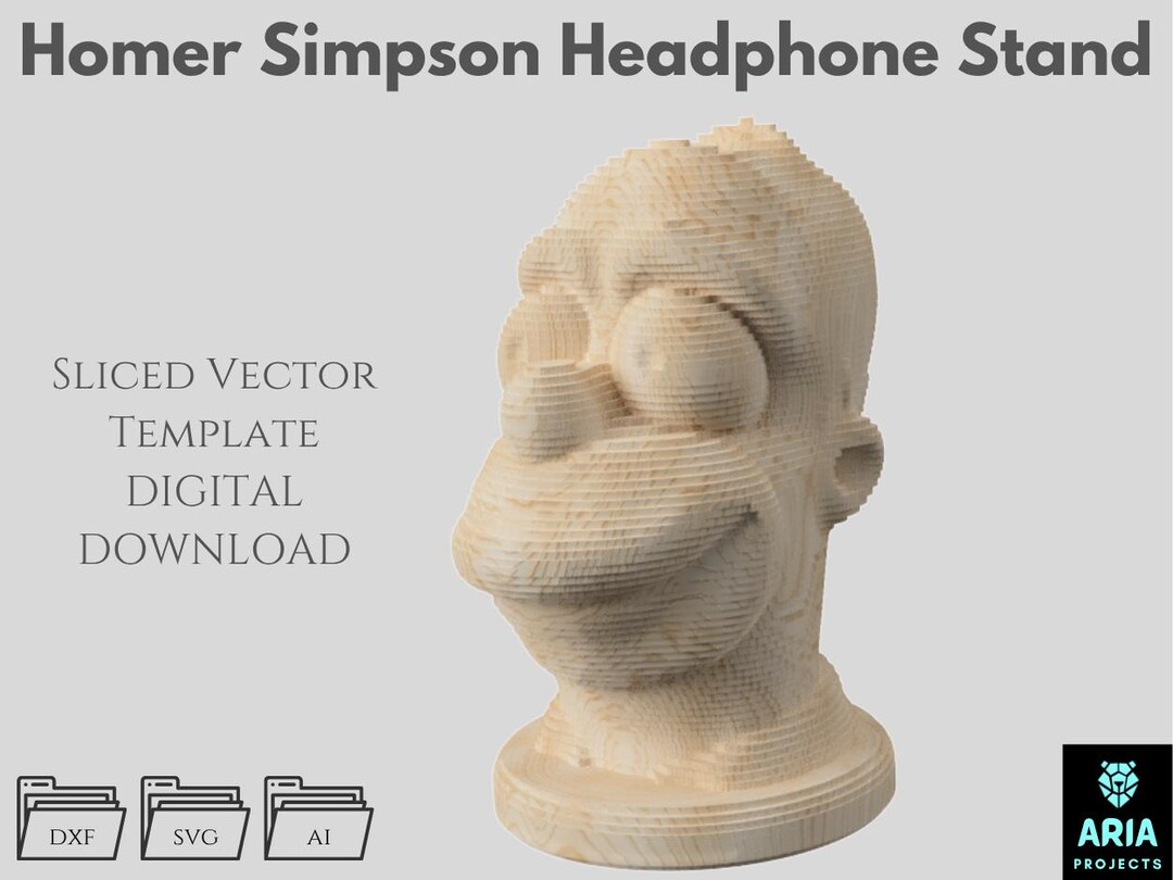 Homer Simpson Headphone Stand – Sliced Vector Template, Parametric ...