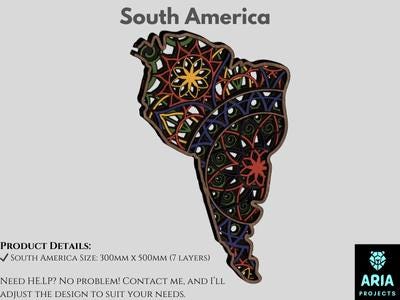 Mandala Effect Continents – World Map Bundle (8 Layer / 7 Layers ...