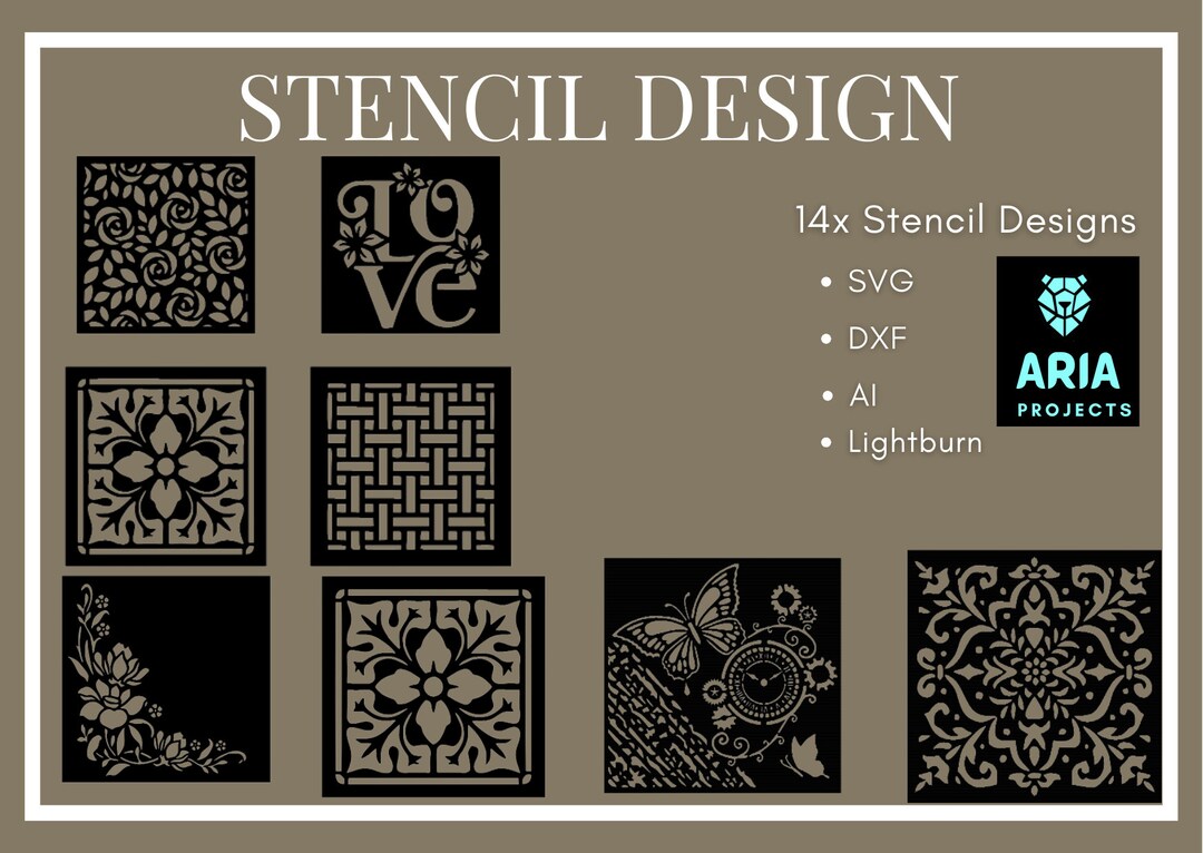 14 Stencil Designs: SVG DXF AI Lightburn (digital Download) - Etsy