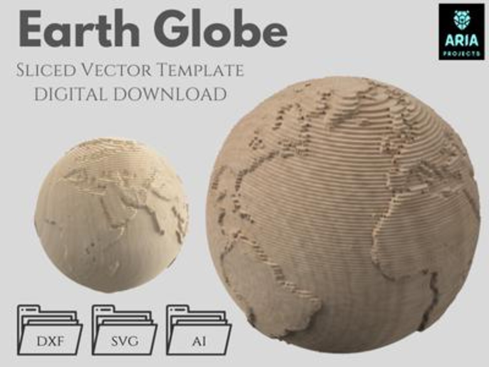 Earth Globe - Sliced Vector Template, Parametric, Multilayer Laser Cut ...