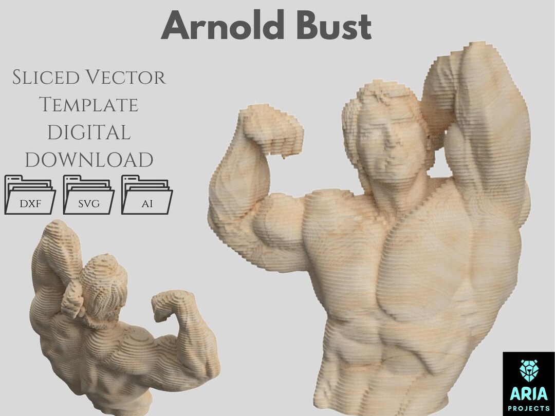 Arnold Posing Bust – Sliced Vector Template, Parametric, Multilayer ...