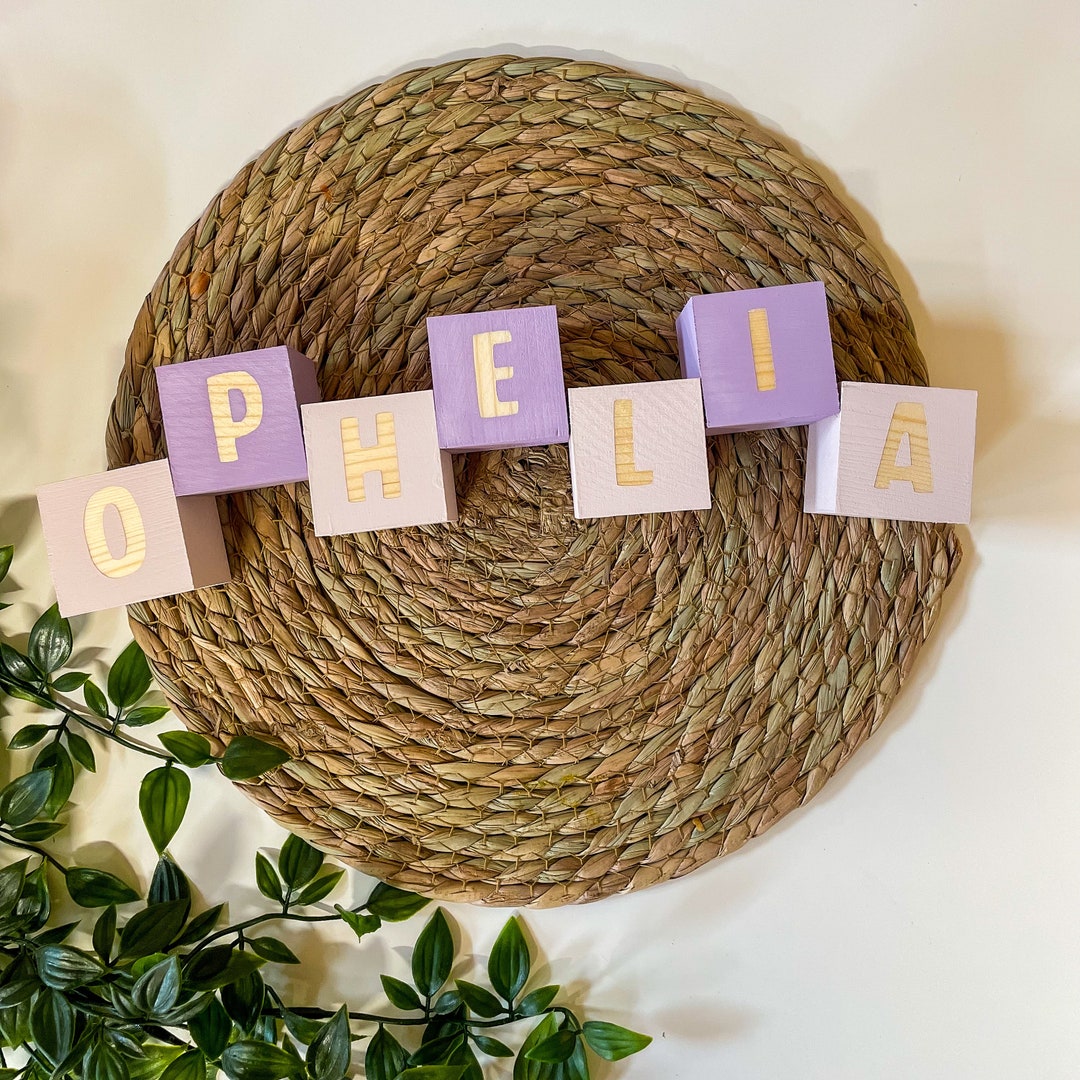 Wooden Baby Name Blocks Personalized Letter Nursery Decor Handcrafted ...