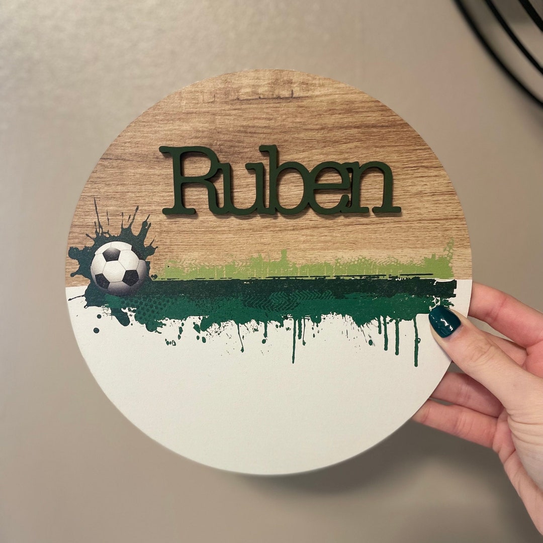 Wooden Customised Football Door Sign, Personalised Quirky Footy Plaque ...