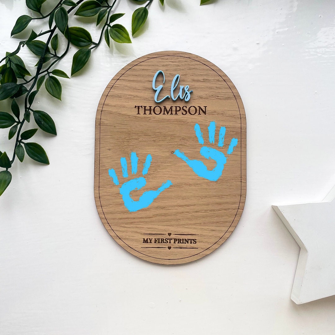 Newborn Handprint and Footprint Plaque Baby Keepsake Personalized Baby ...
