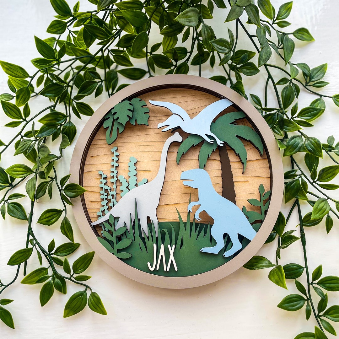Dinosaur Personalised Wall Art Plaque Custom Name Tyrannosaurus Rex ...