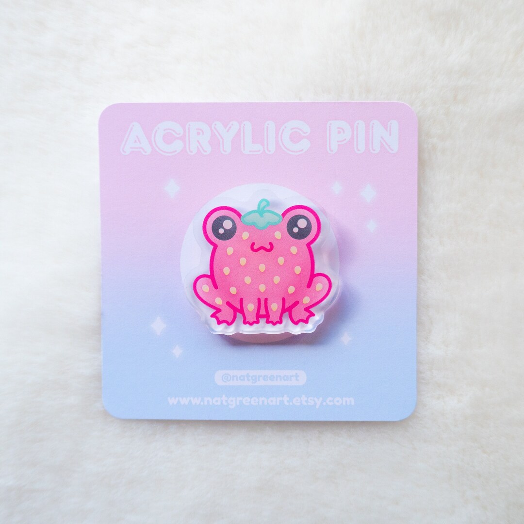 Frog Pin | Acrylic Pin, Strawberry Frog, Kawaii Brooch, Bag Accessories ...