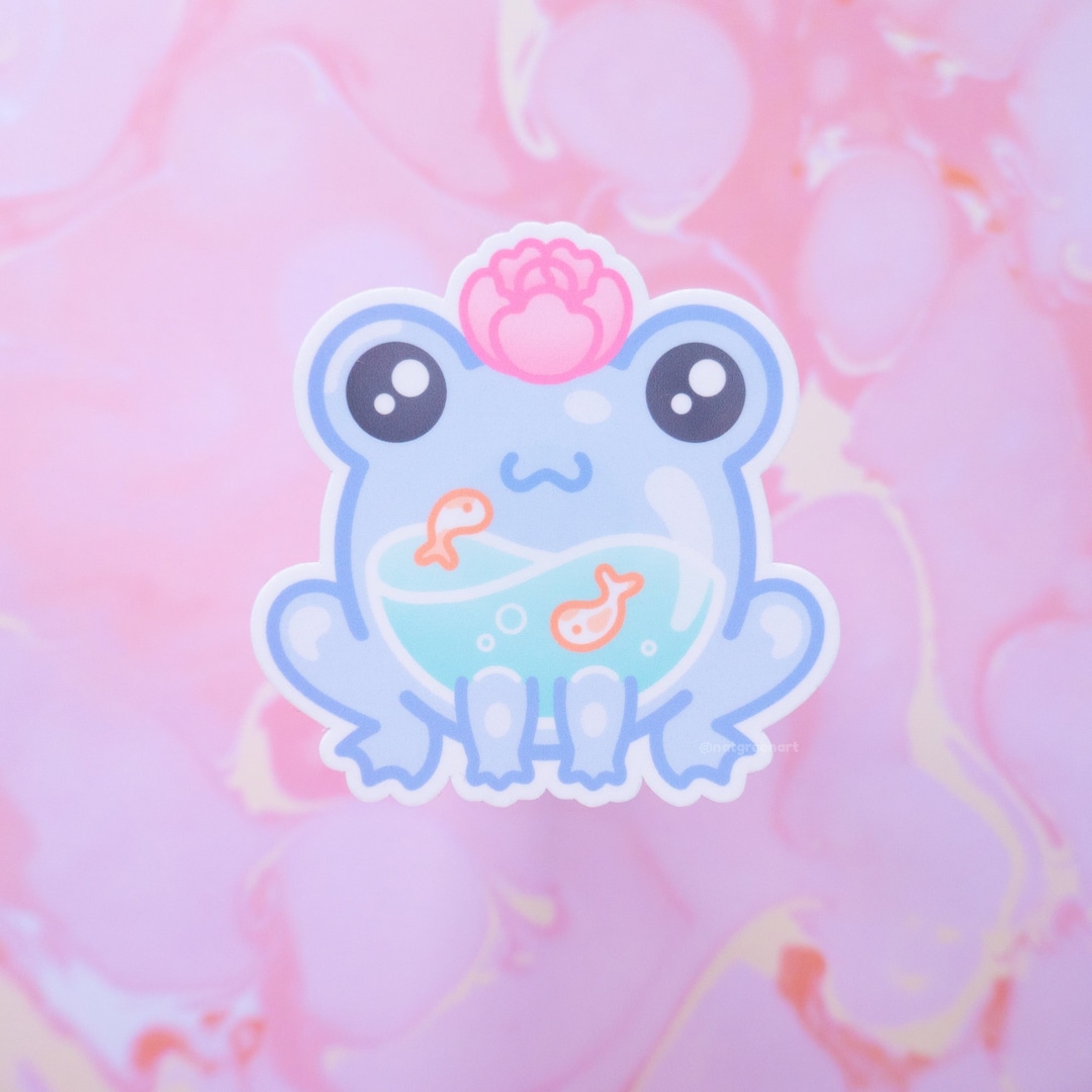 Cute Frog Sticker | Pond Sticker, Koi Fish Art, Amphibian Sticker ...