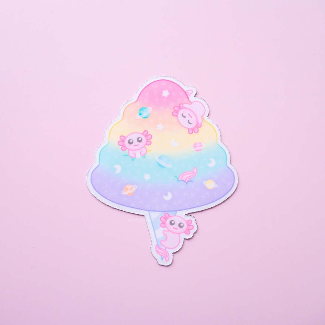 Axolotl Magnet Cotton Candy Art, Fridge Decor, Pastel Rainbow, Dessert ...