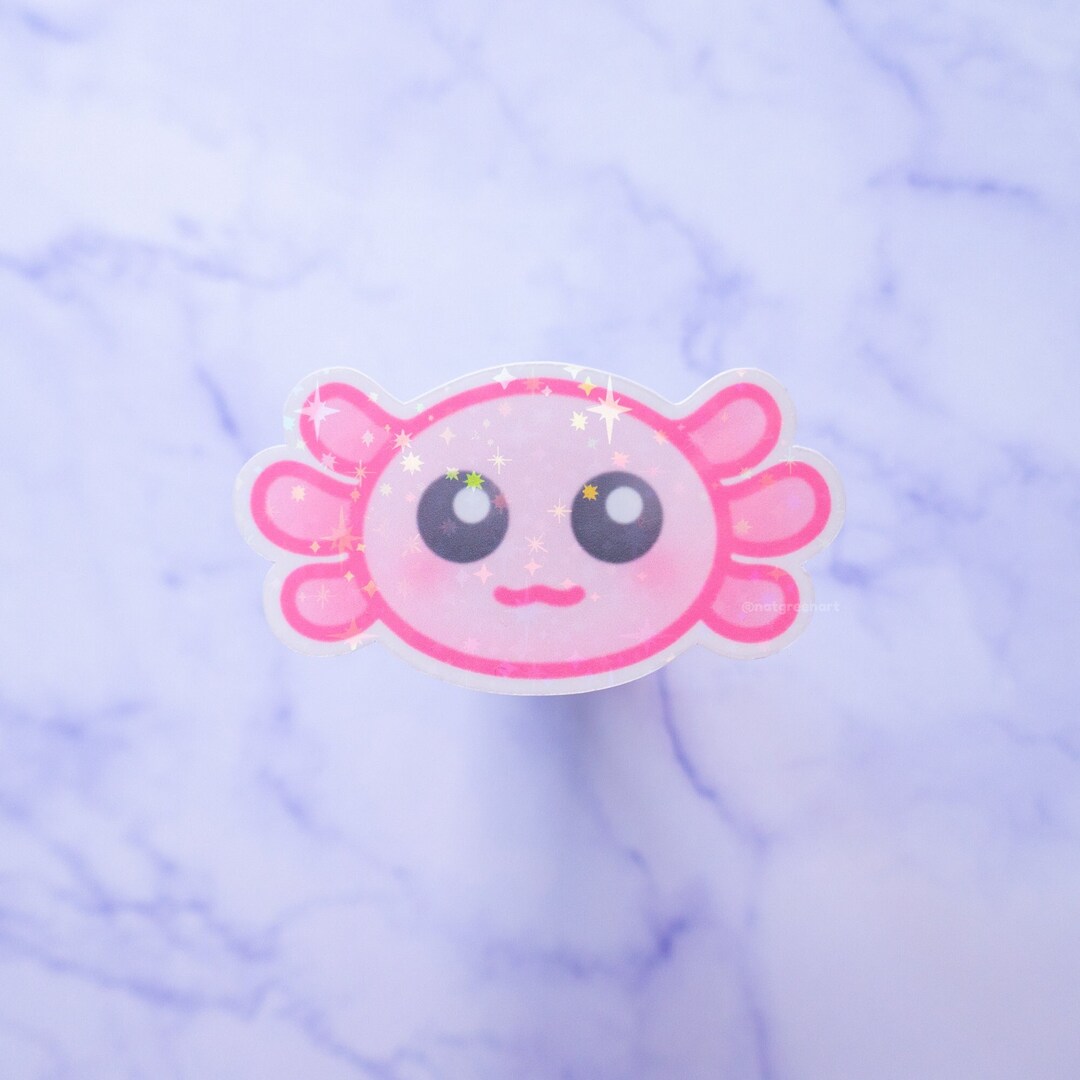 Cute Axolotl Sticker | Holographic Sticker, Salamander Decals ...