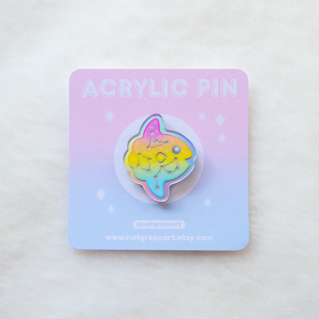 Mola Mola Pin | Acrylic Pin, Ocean Sunfish, Holographic Pin, Rainbow ...