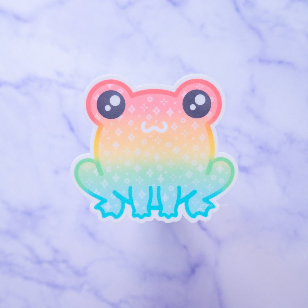 Rainbow Frog Sticker Amphibian Sticker, Colorful Stickers, Kawaii ...