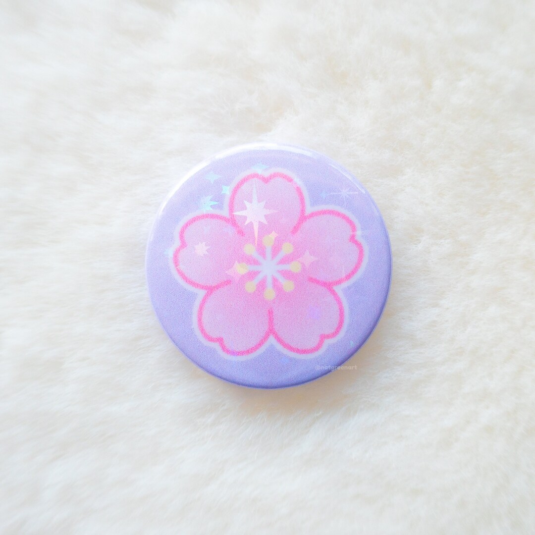 Sakura Badge | Holographic Pin, Cherry Blossom Decor, Backpack ...