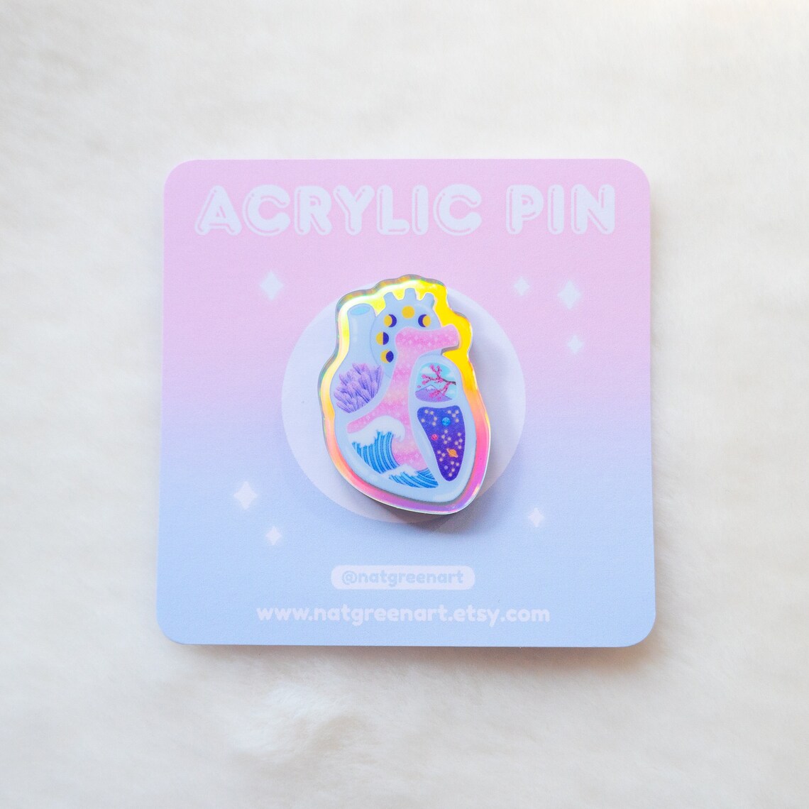 Heart Pin | Acrylic Pin, Holographic Pin, Anatomical Heart Pin, Organ ...