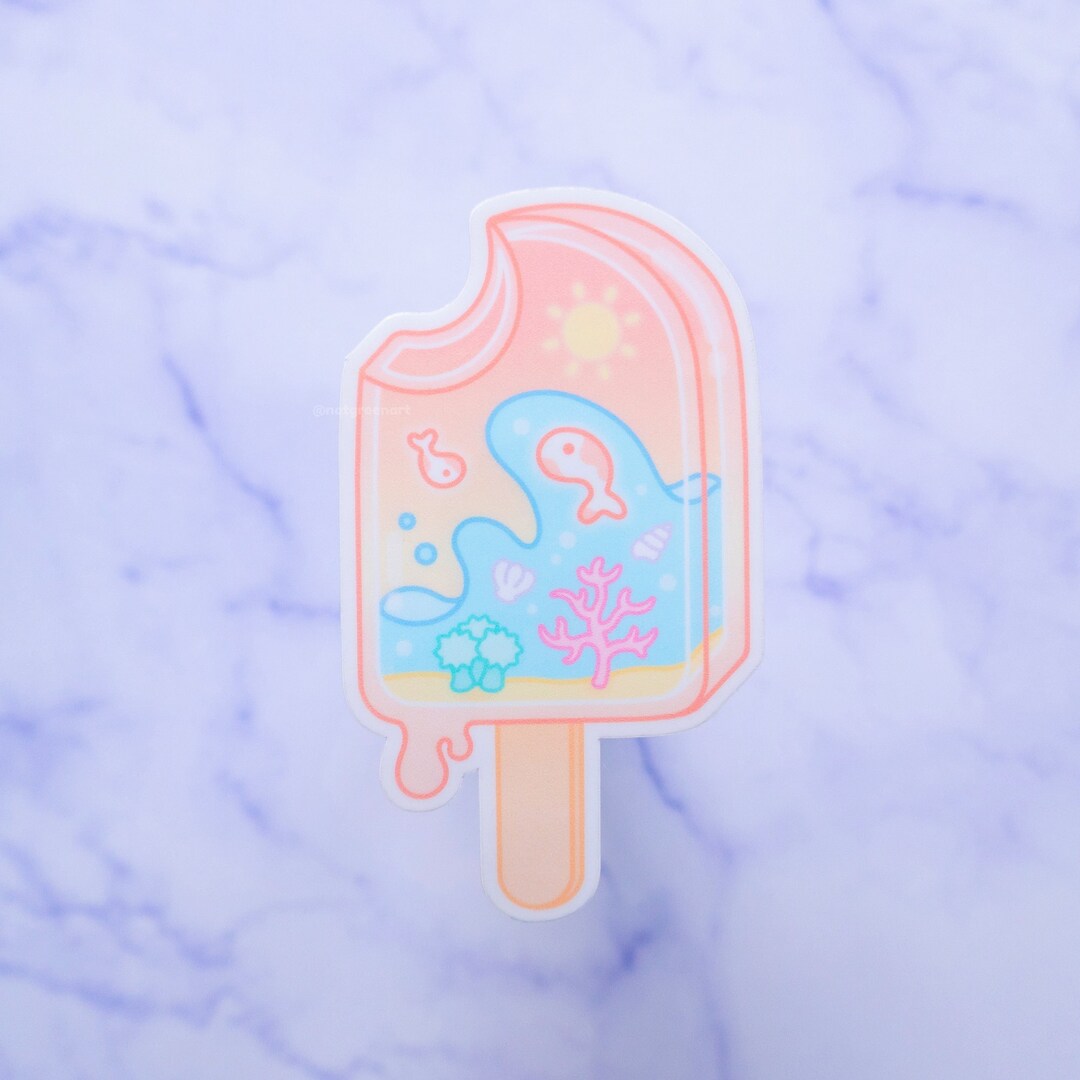 Ice Cream Sticker | Summer Sticker, Ocean Accessories, Kawaii Dessert ...