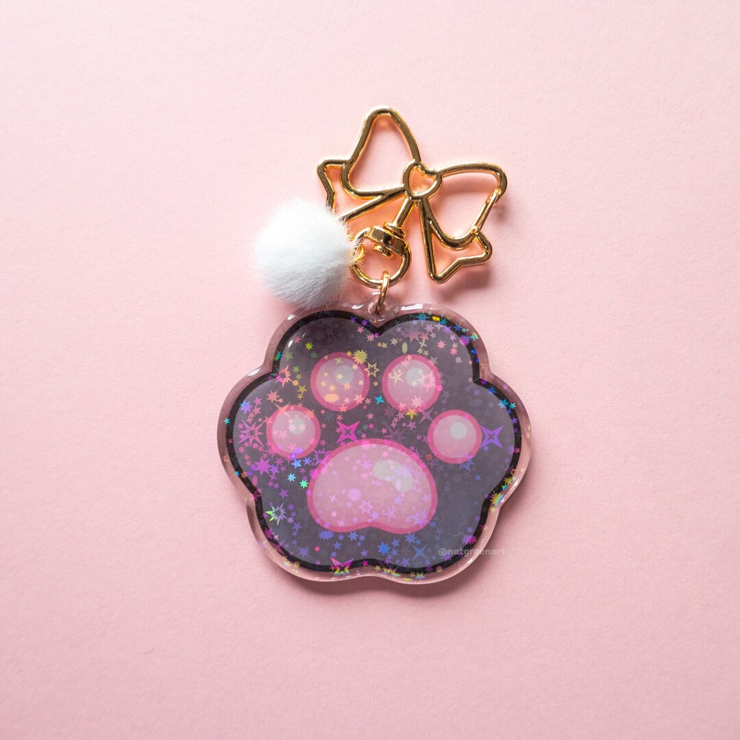 Cat Paw Keychain | Holographic Keychain, Toe Beans, Black Cat Keychain ...