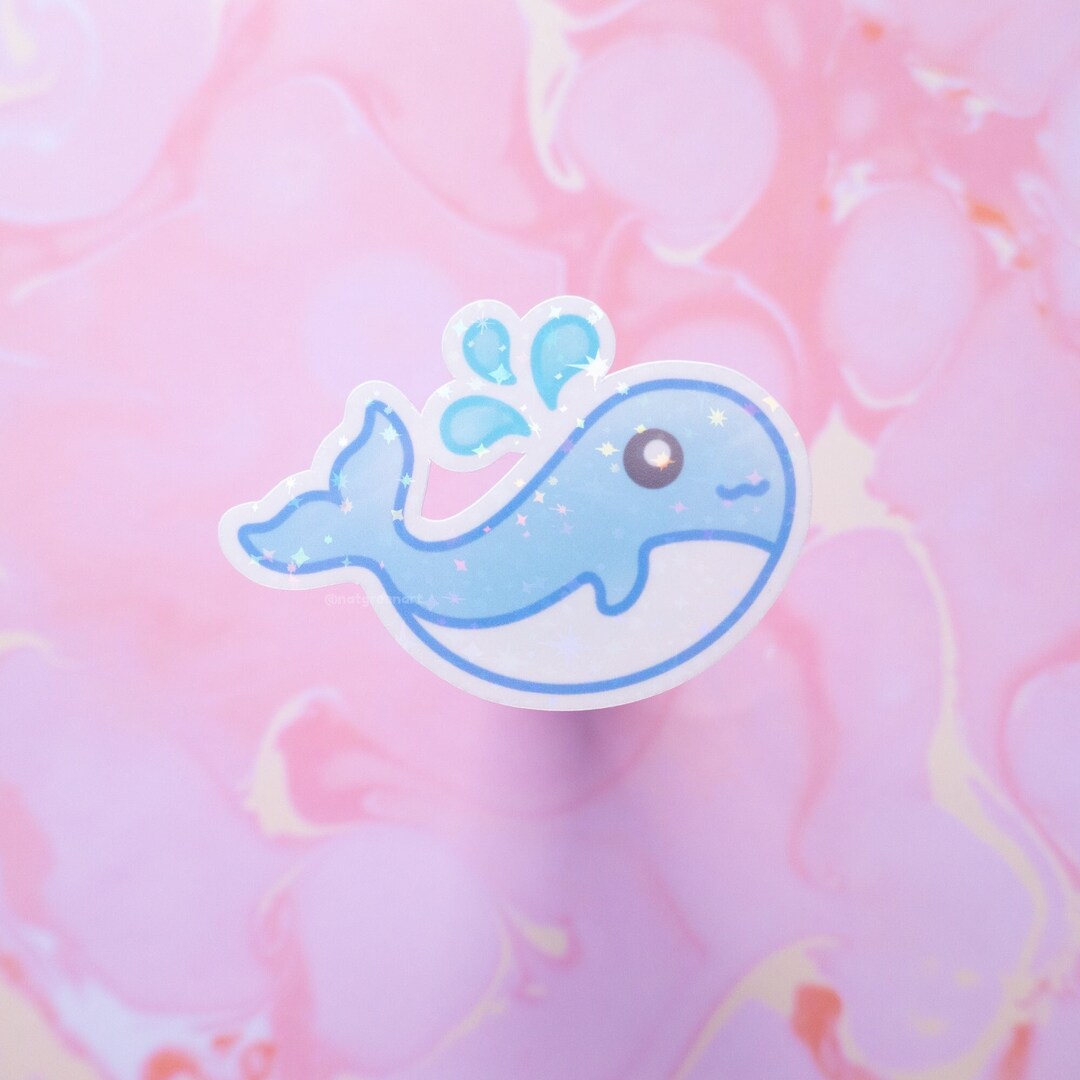 Blue Whale Sticker Holographic Sticker Ocean Aesthetic Sea - Etsy