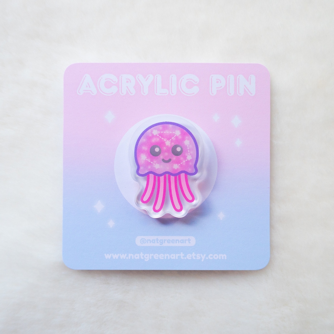Jellyfish Pin | Acrylic Pin, Ocean Pins, Sea Creature Pin, Kawaii ...