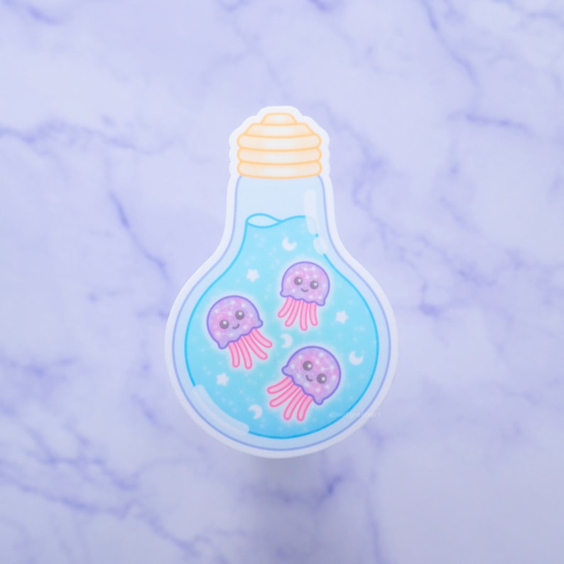 Light Bulb Sticker Jellyfish Sticker Kawaii Drink Ocean - Etsy