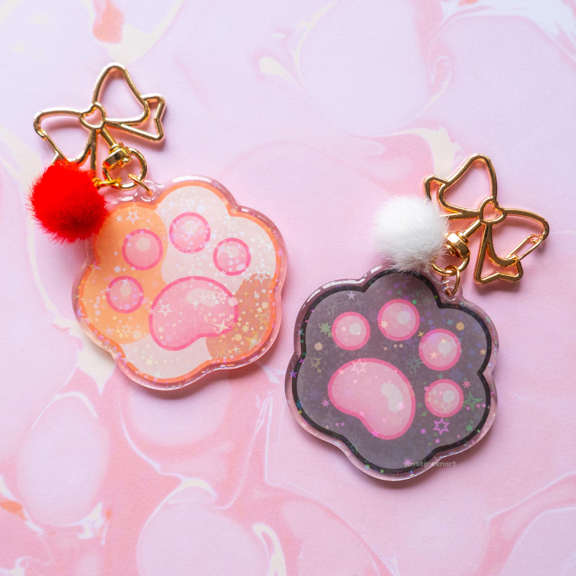 Cat Paw Keychain | Holographic Keychain, Toe Beans, Black Cat Keychain ...